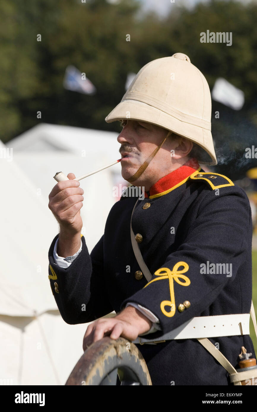 Officer in the Uniform of the Royal Artillery in Zululand smoking a ...