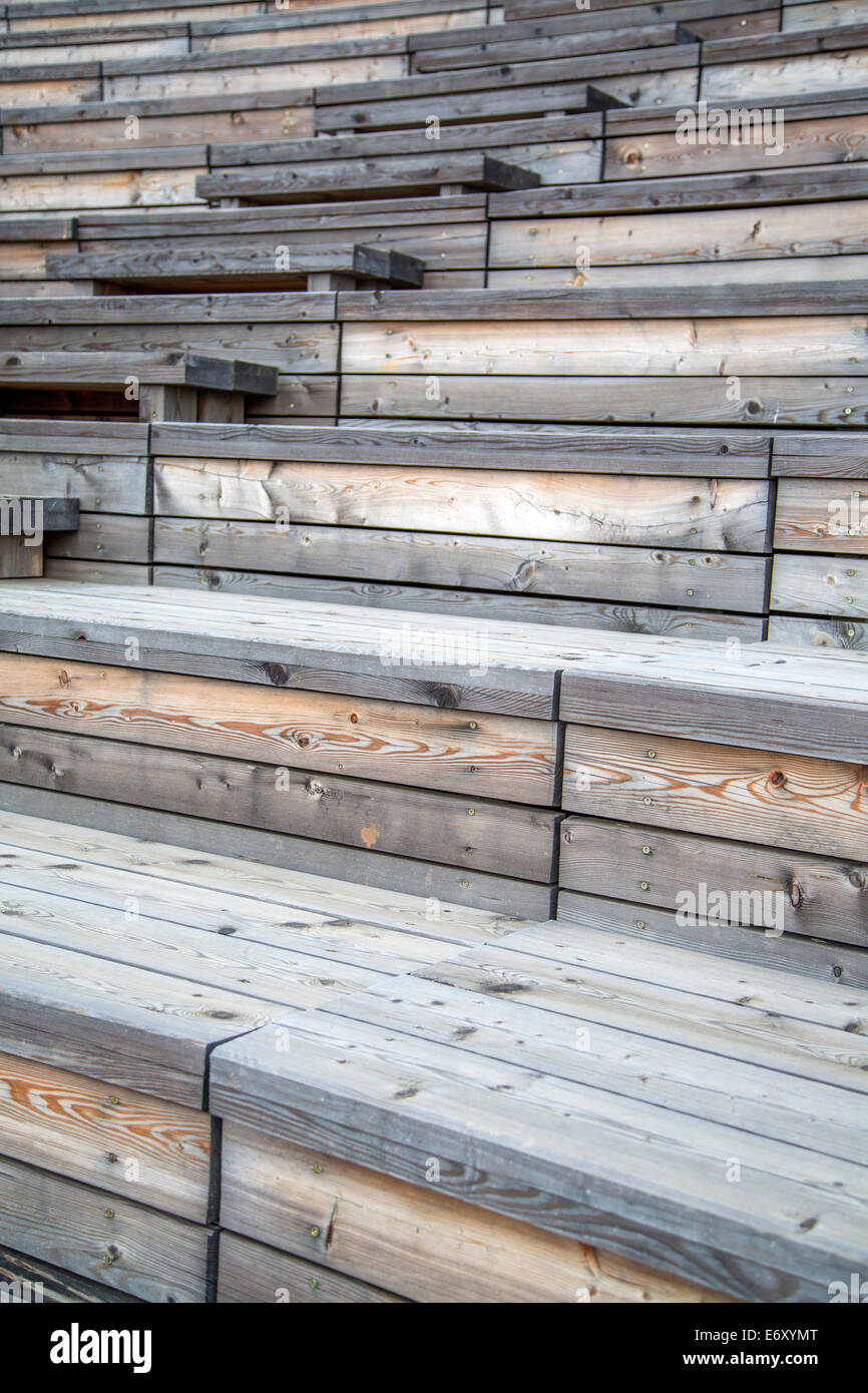 Wooden stadium seating hi-res stock photography and images - Alamy