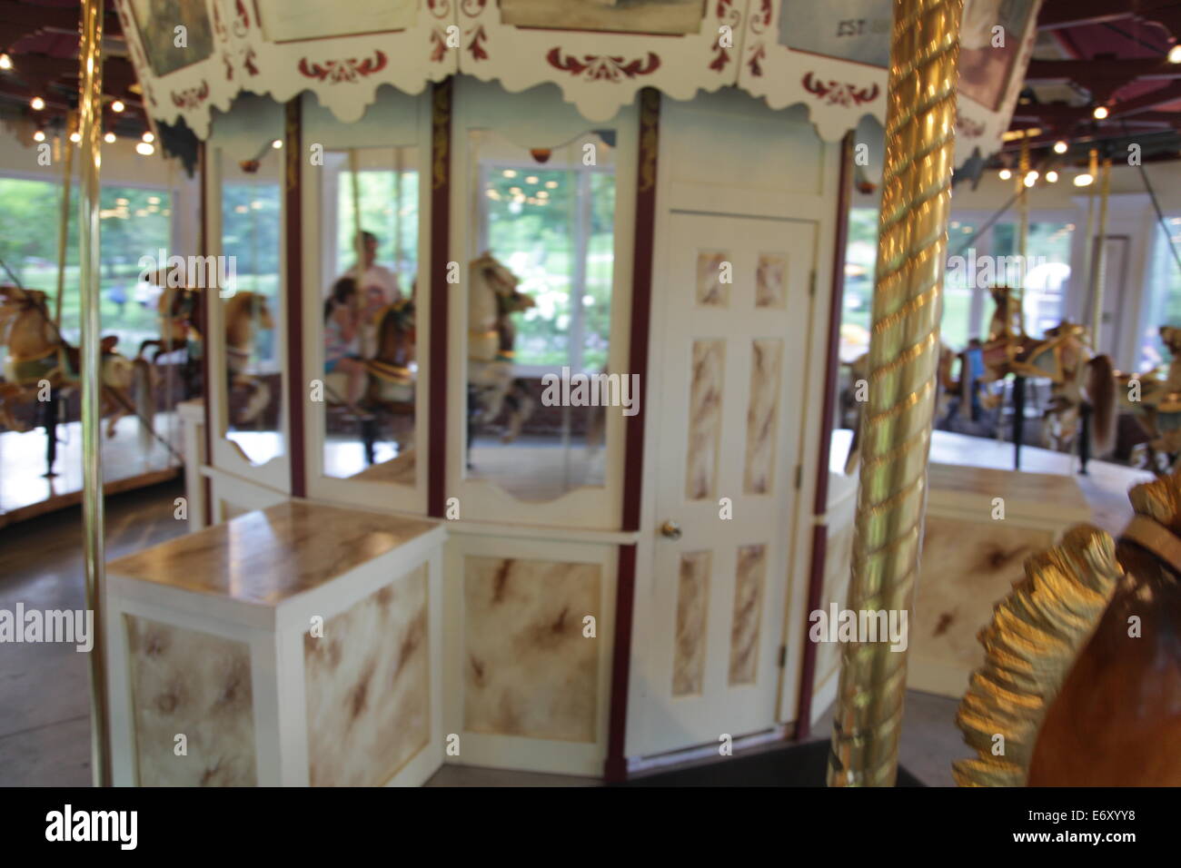 Inside of the carousel in Congress Park, Saratoga, New York, USA Stock ...