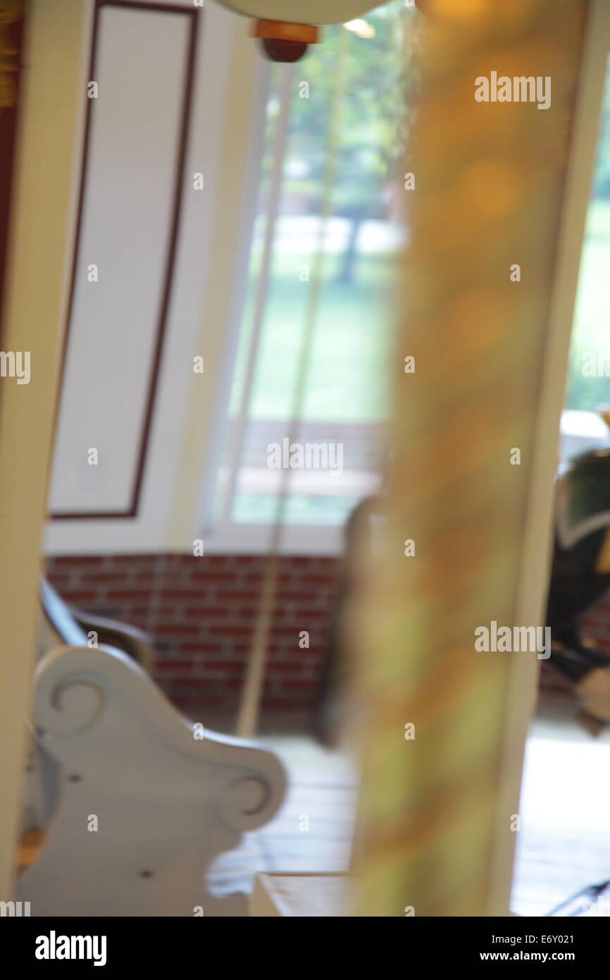 Inside of the carousel in Congress Park, Saratoga, New York, USA Stock ...