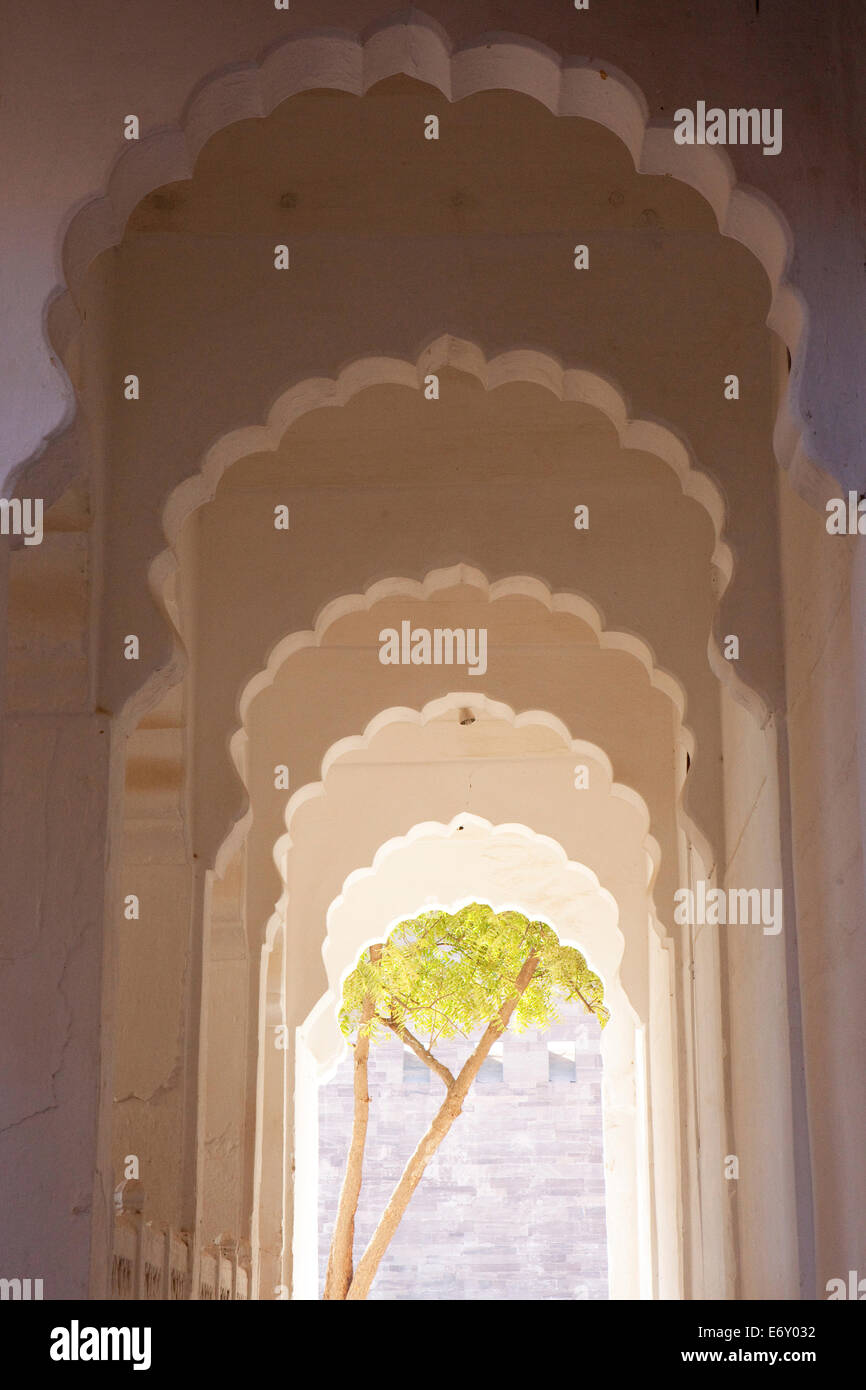 Arcades inside the Mehrangarh Fort, Jodhpur, Rajasthan, India Stock ...