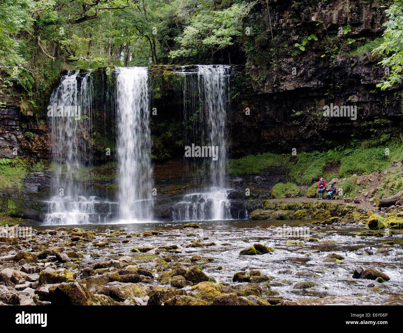 Sgwd yr Eira waterfall on the Afon Hepste, part of the Four Waterfalls ...