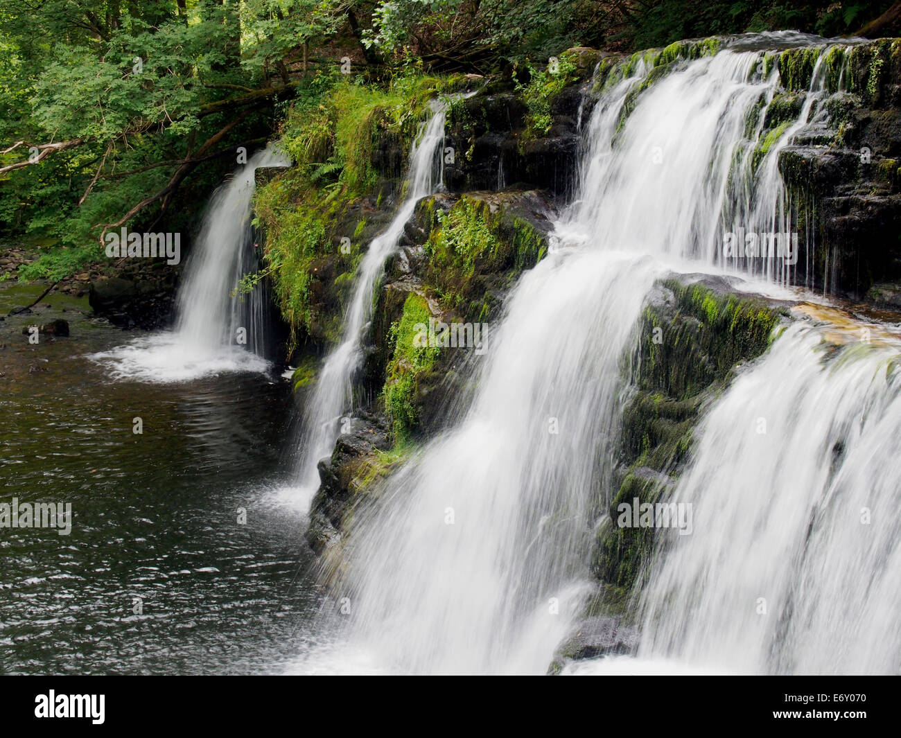 Sgwd y Pannwr waterfall on the Afon Mellte, part of the Four Waterfalls ...