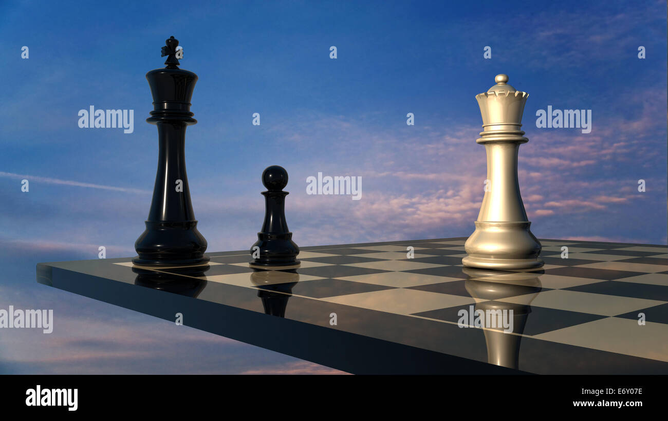 Chess: end of the battle. On the edge Stock Photo - Alamy