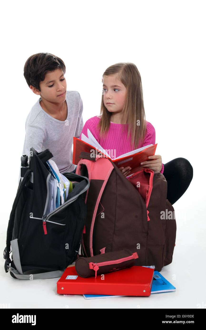 boy and girl doing their homework after school Stock Photo - Alamy