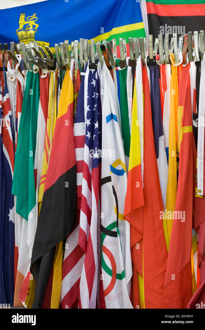 Different kinds of Flags hanging by Stock Photo - Alamy