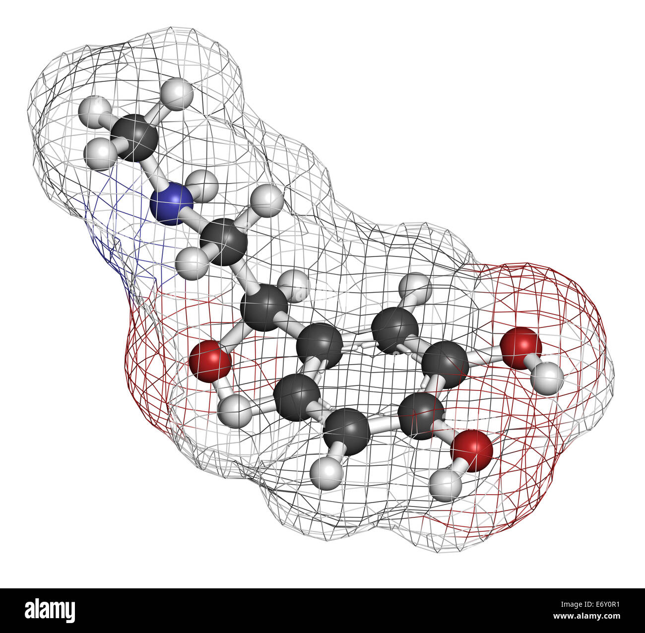 Adrenaline (adrenalin, epinephrine) neurotransmitter molecule. Used as ...