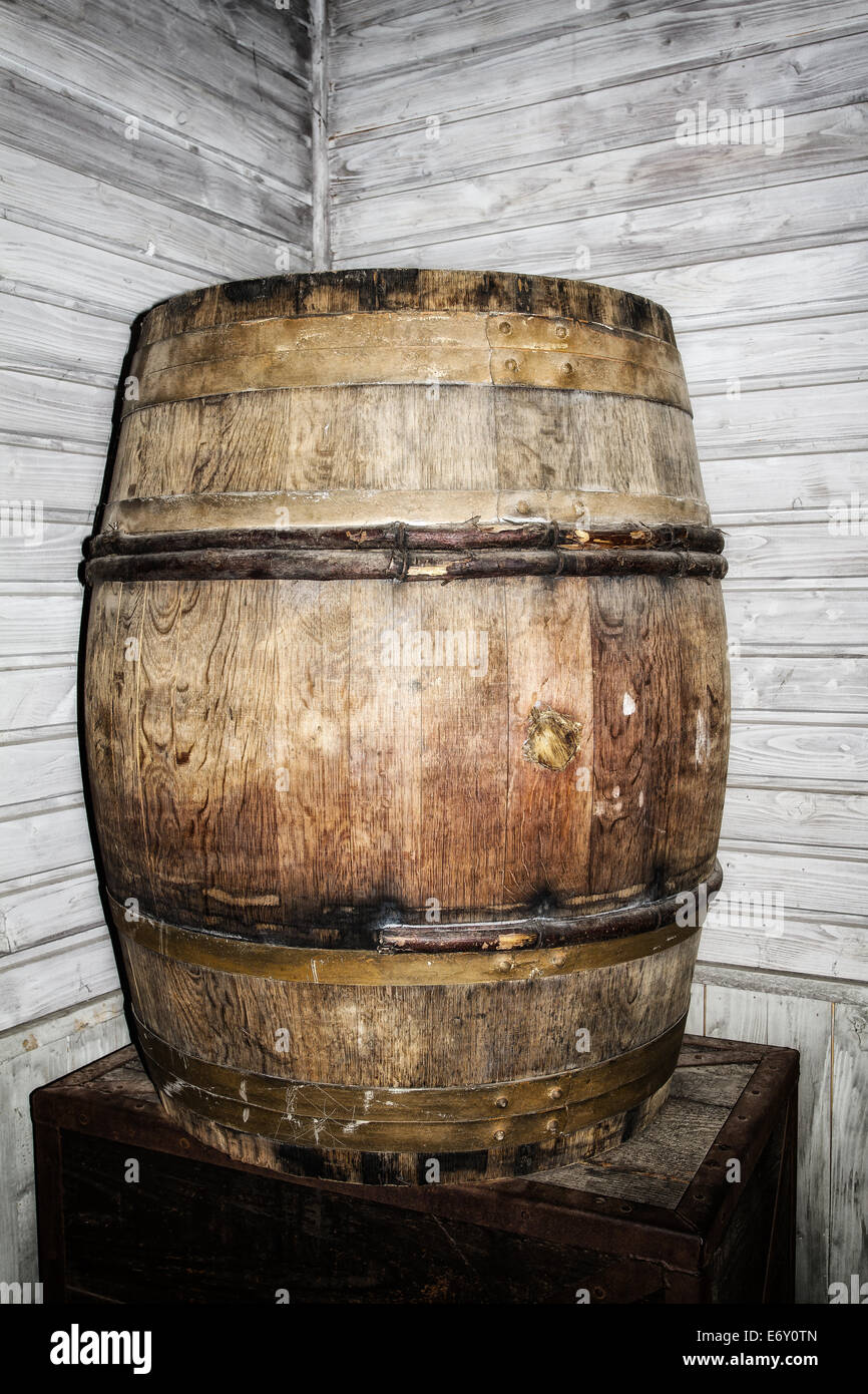 Old antique decorative wood whisky barrel Stock Photo - Alamy