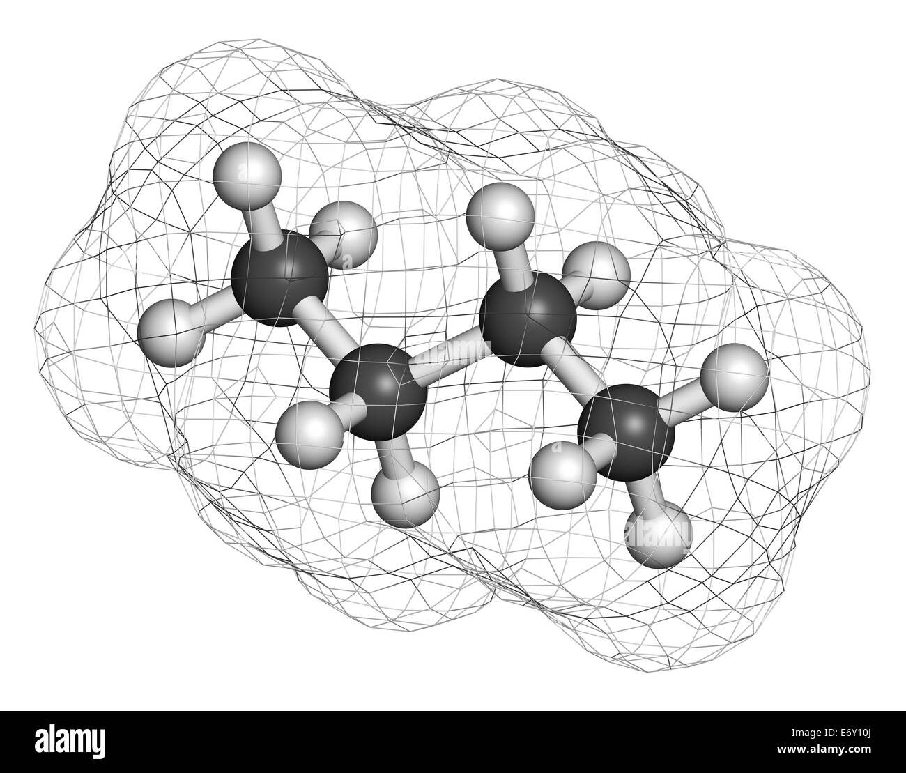 Butane hydrocarbon molecule. Commonly used as fuel gas, alone or ...