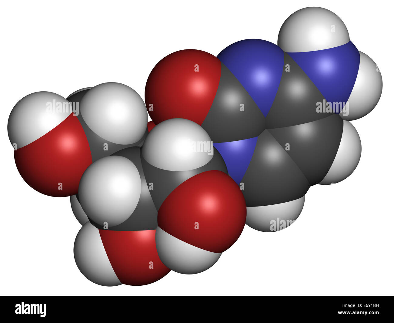 Cytidine RNA building block molecule. Atoms are represented as spheres ...
