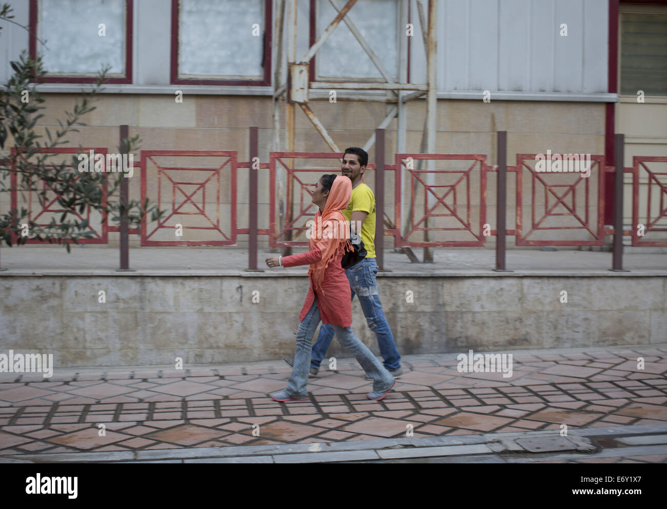 Tehran Iran 1st Sep 2014 An Iranian Couple Walk In Tehrans Artists