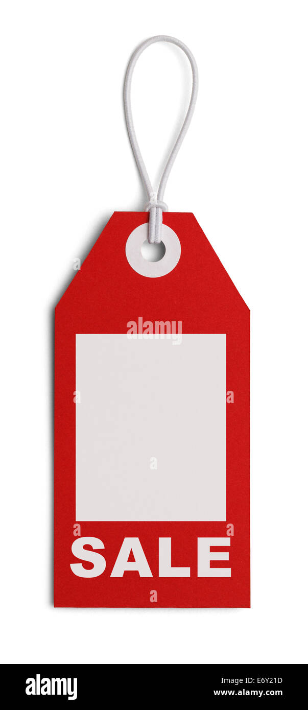 Large Red Sales Tag with Copy Space, Isolated on White Background Stock ...