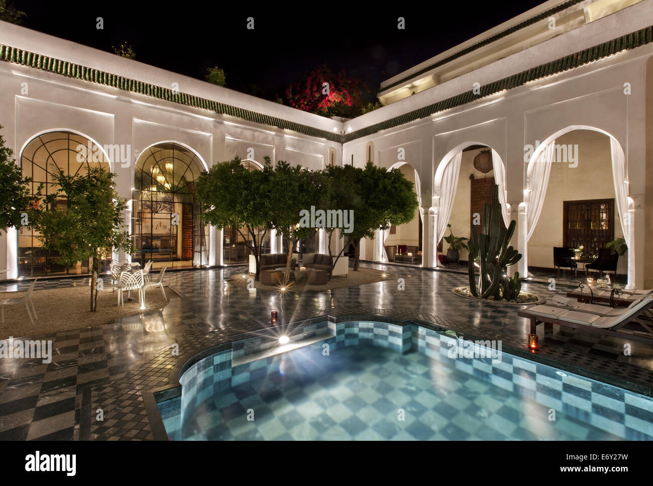 Courtyard and dipping pool, Riad Lotus Privilege, Marrakech, Morocco ...