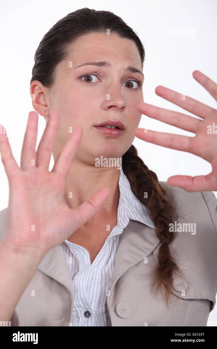 Woman expressing refusal Stock Photo - Alamy