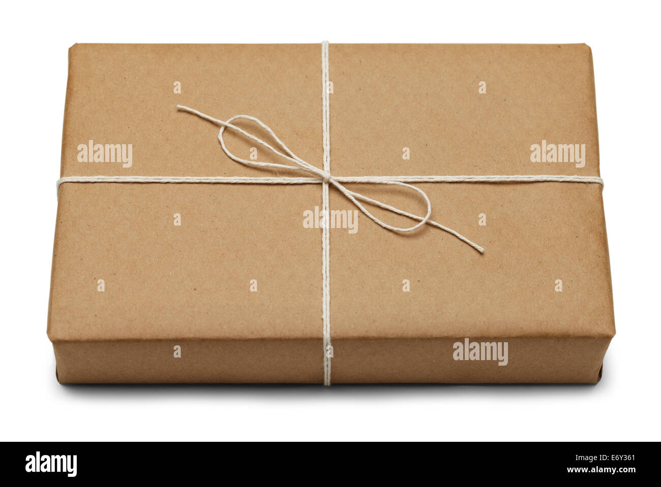 Brown Parcel With Thin Tied Rope Isolated On White Background Stock ...