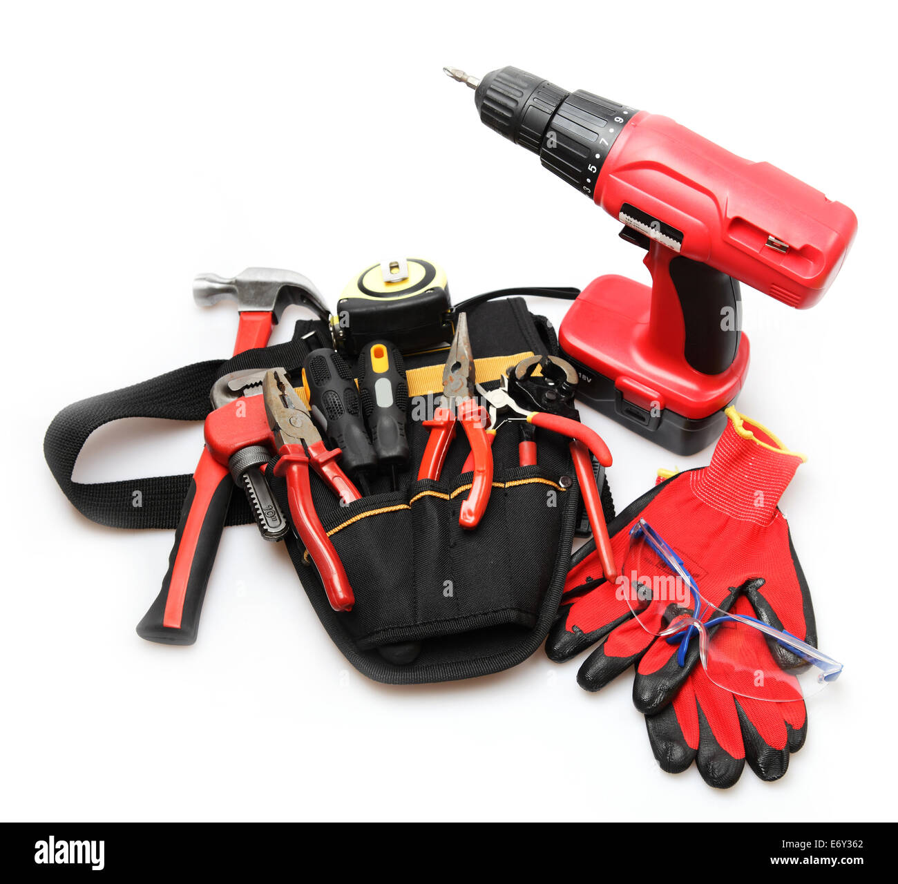 Construction Tools on the white background Stock Photo - Alamy