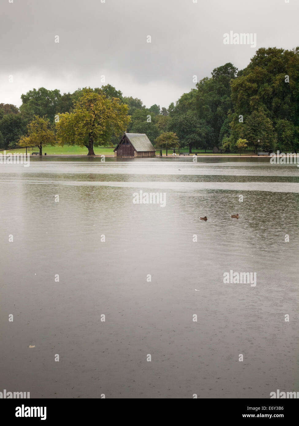 the serpentine boating lake hyde park in heavy rain with boat shed in ... the serpentine boating lake hyde park in heavy rain with boat shed in ...