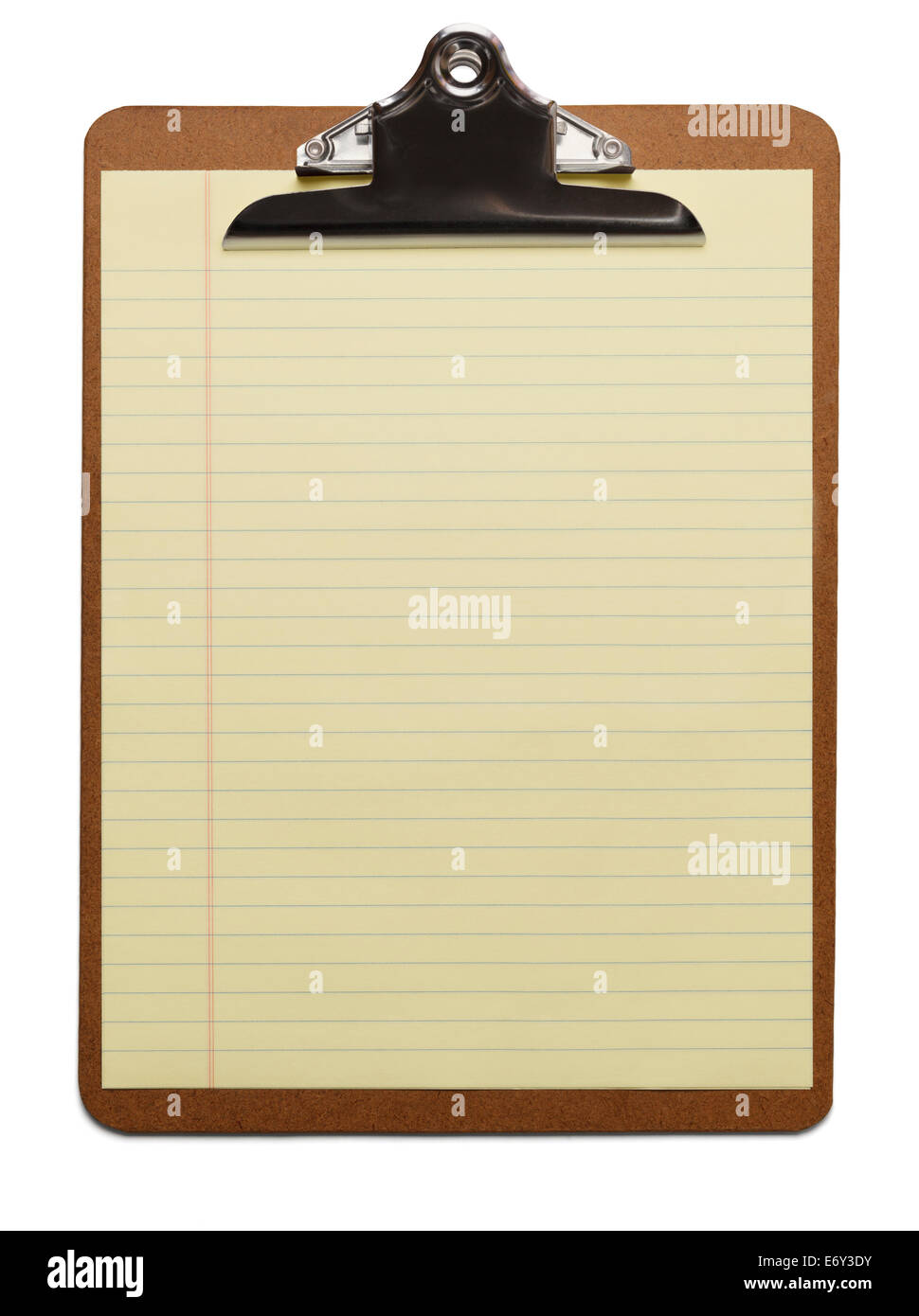 Clipboard with Yellow Line Paper Isolated on White Background Stock ...