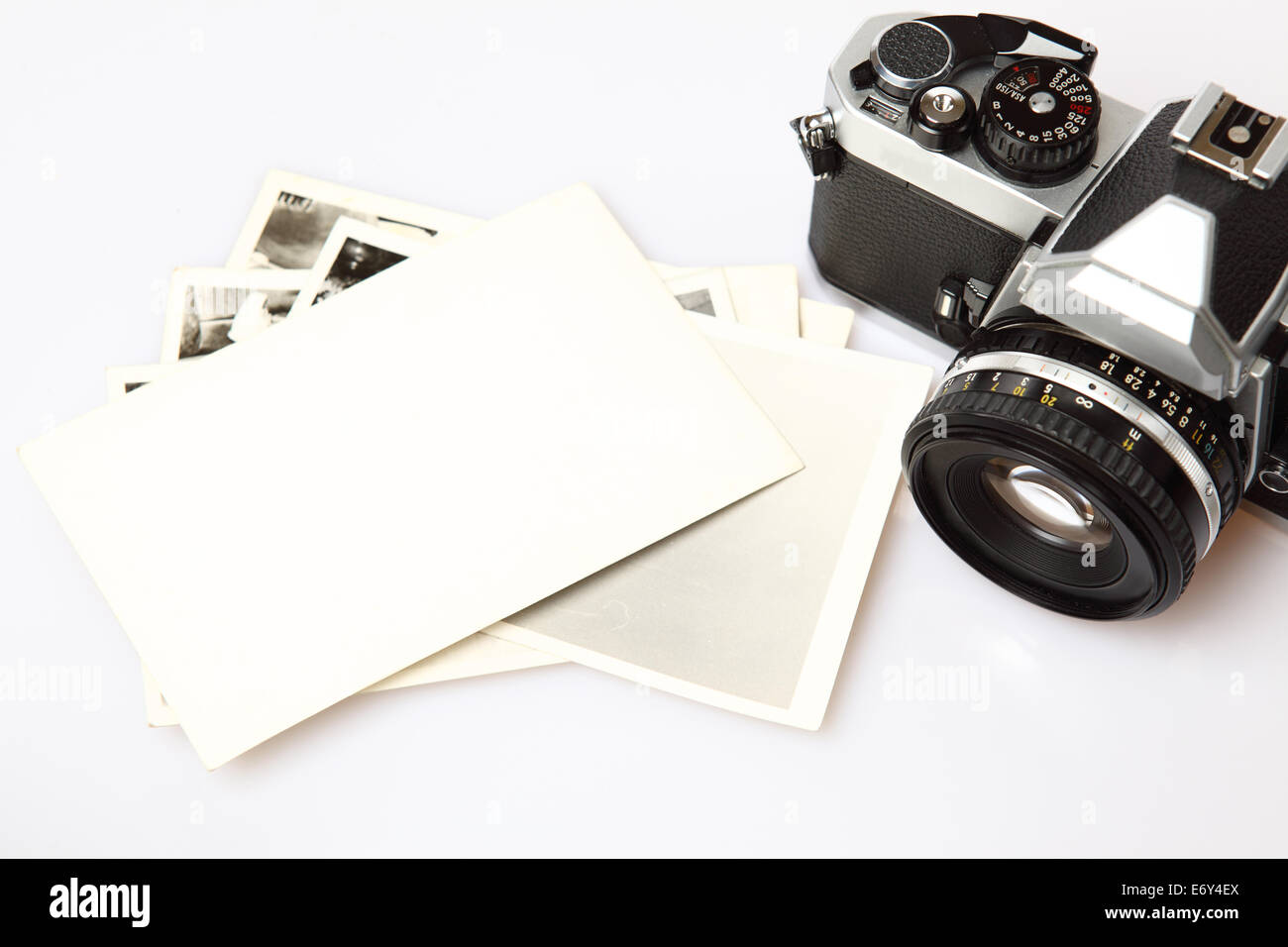 Old Camera & Blank Photopaper on the white background Stock Photo - Alamy