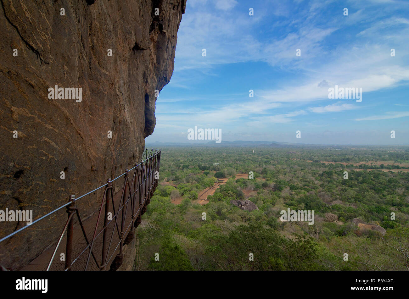 Iron path high in the the rock wall, Sigiriya, Matale Distict, Cultural ...