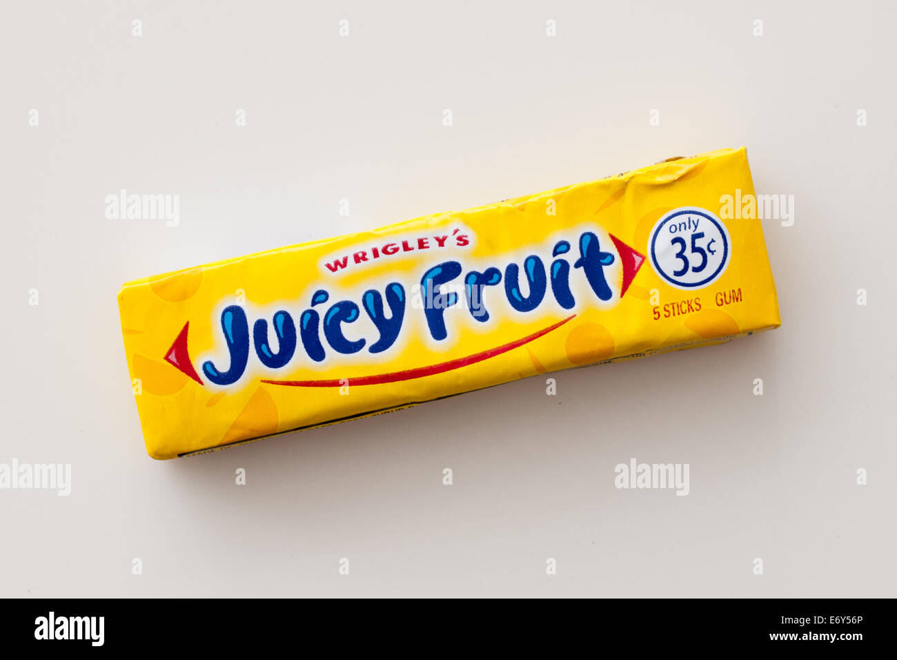 A package of Juicy Fruit chewing gum, manufactured by Wrigley Company ...