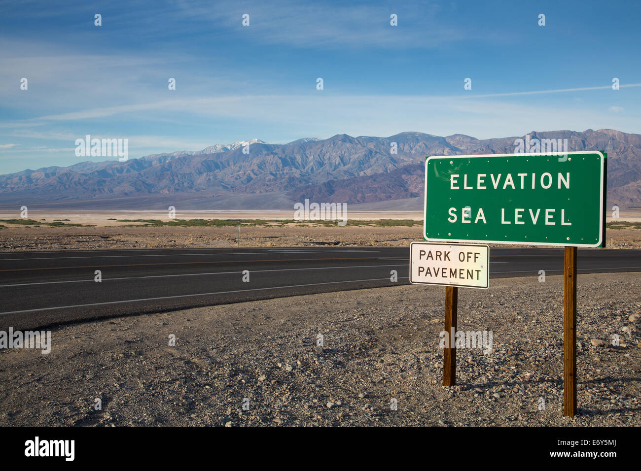 A sea level elevation sign death valley national park hi-res stock ...