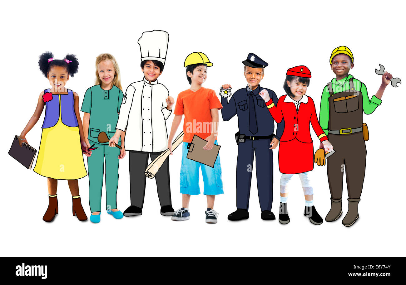 Children Wearing Future Job Uniforms Stock Photo - Alamy