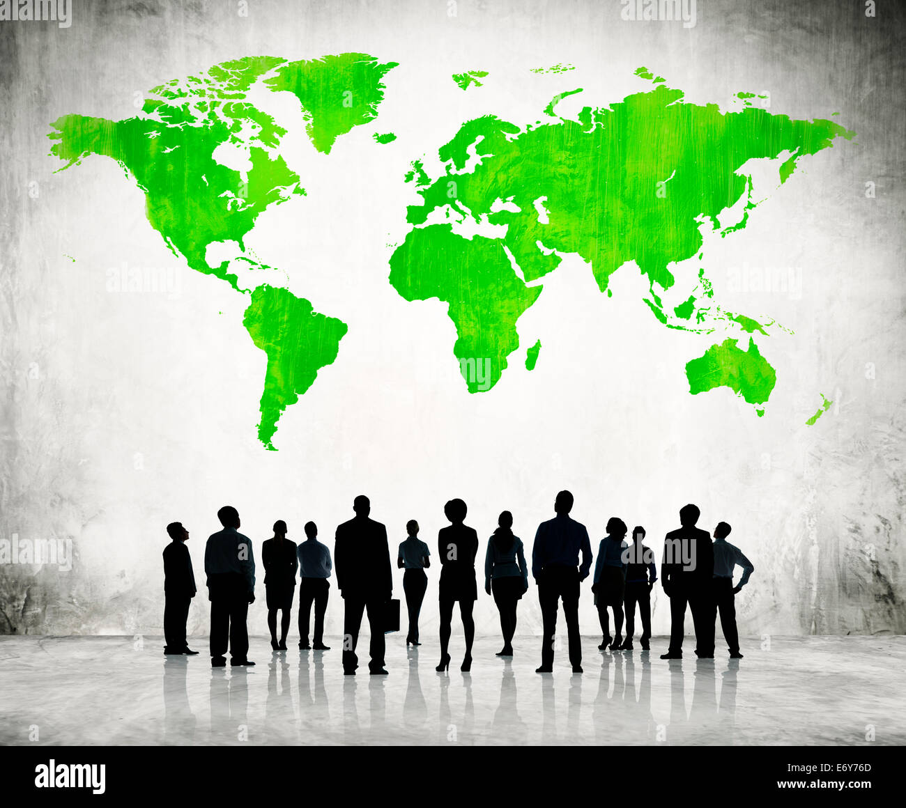 Business People Standing Individually And A Green Cartography Of The ...
