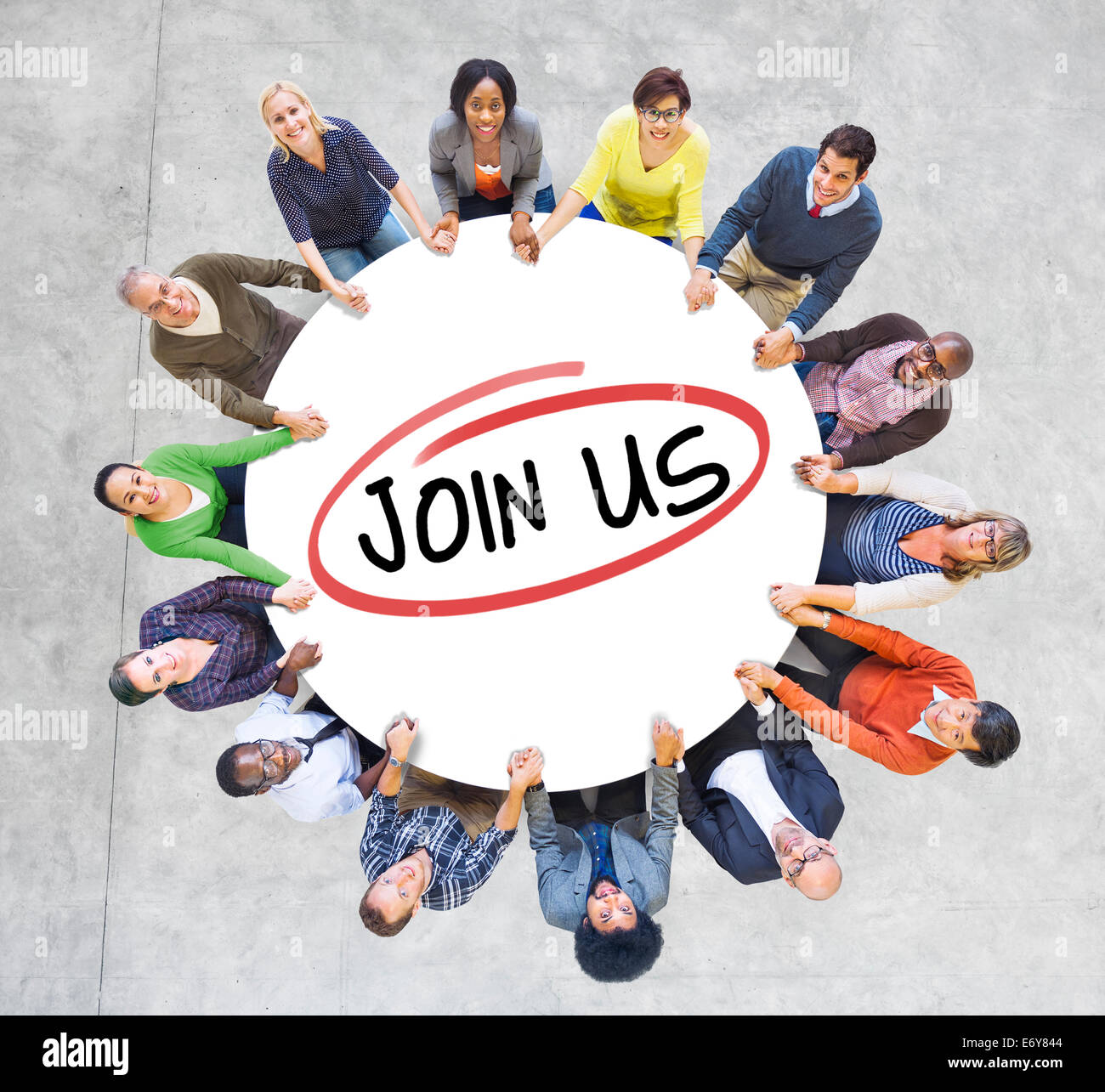 Group of Diverse People In a Circle Inviting Stock Photo - Alamy