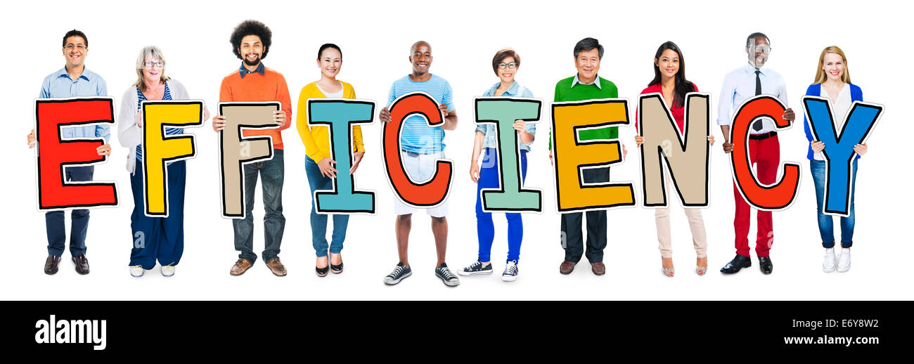 Group of Diverse People Holding Efficiency Stock Photo - Alamy