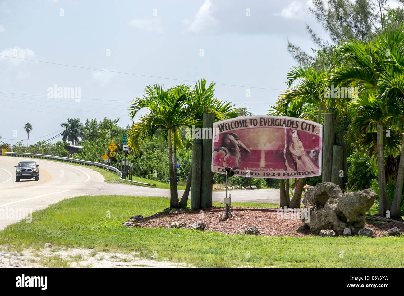 Hand painted monument sign on the Copeland Avenue approach leading to ...