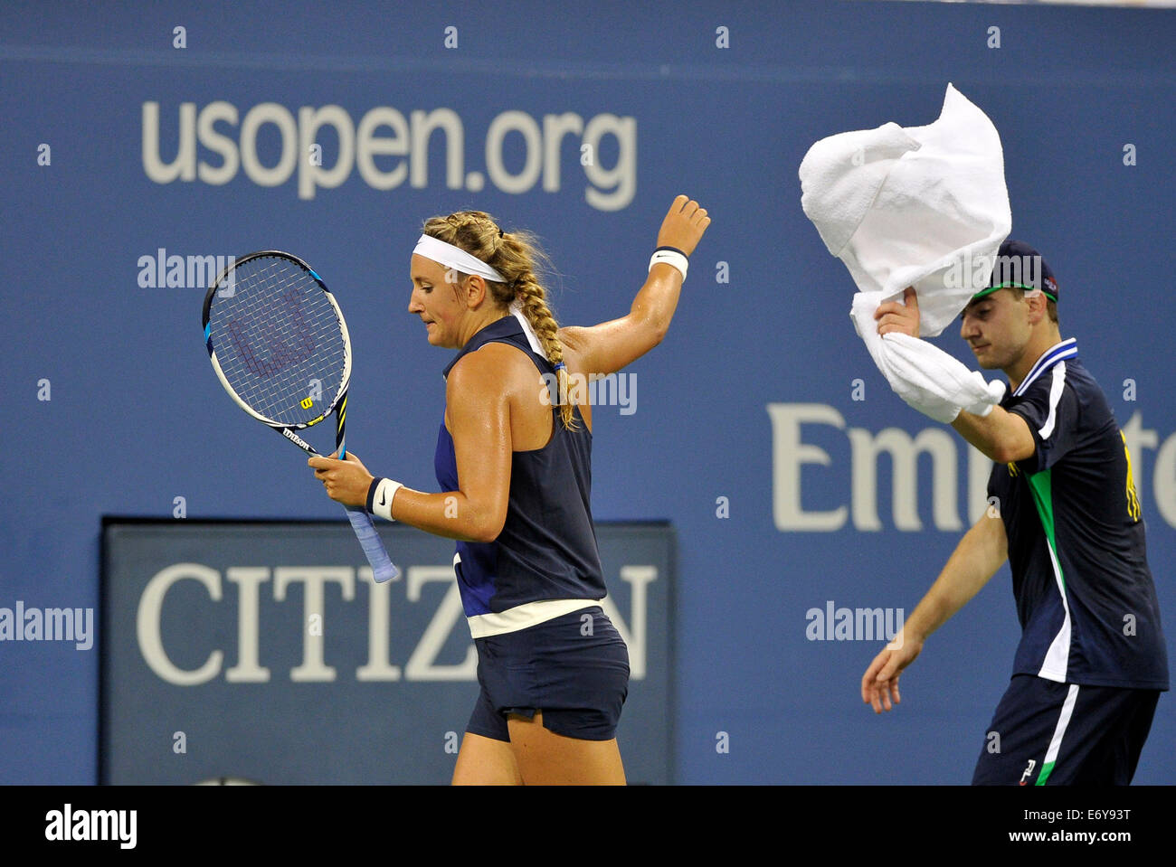 New York, USA. 1st Sep, 2014. Victoria Azarenka of Belarus throws the ...