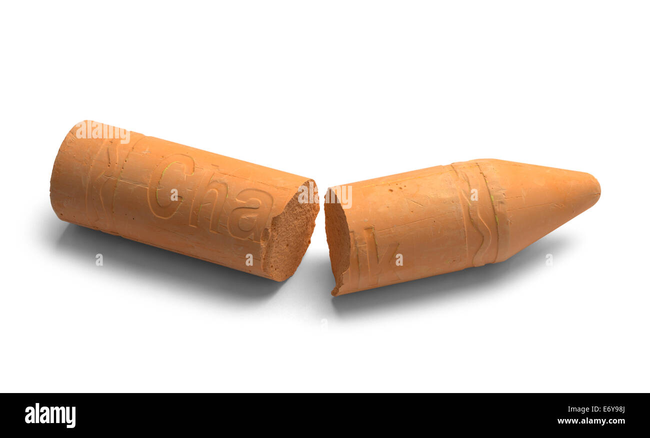 Large Orange Chalk Broken in Half Isolated on White Background Stock ...