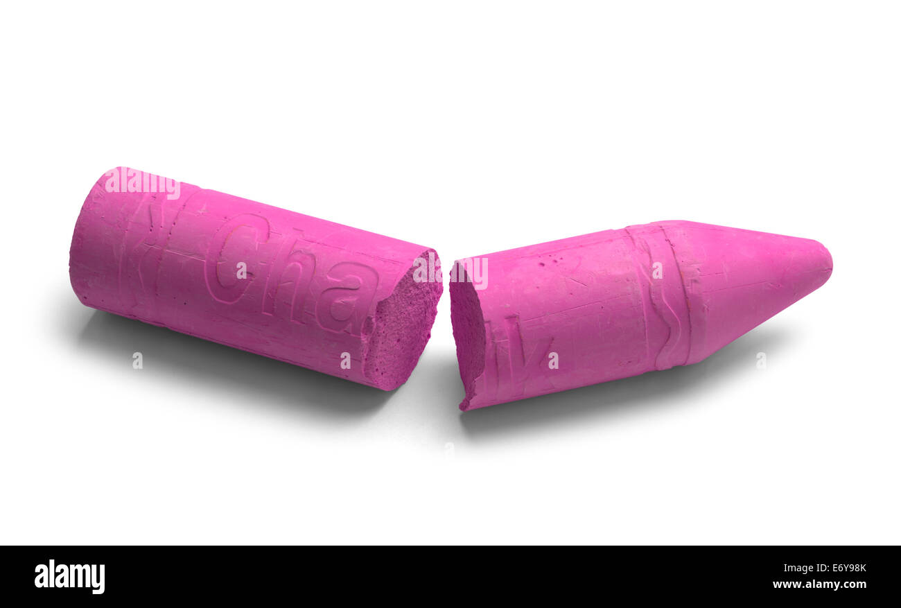 Large Pink Chalk Broken in Half Isolated on White Background Stock ...
