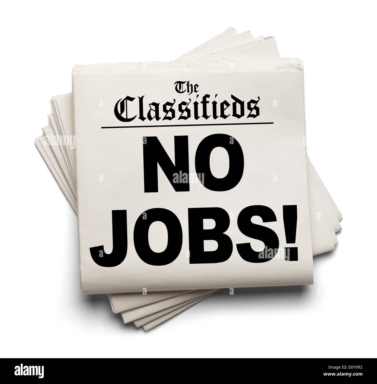 Newspaper Classifieds No Jobs Headline Isolated on White Background ...