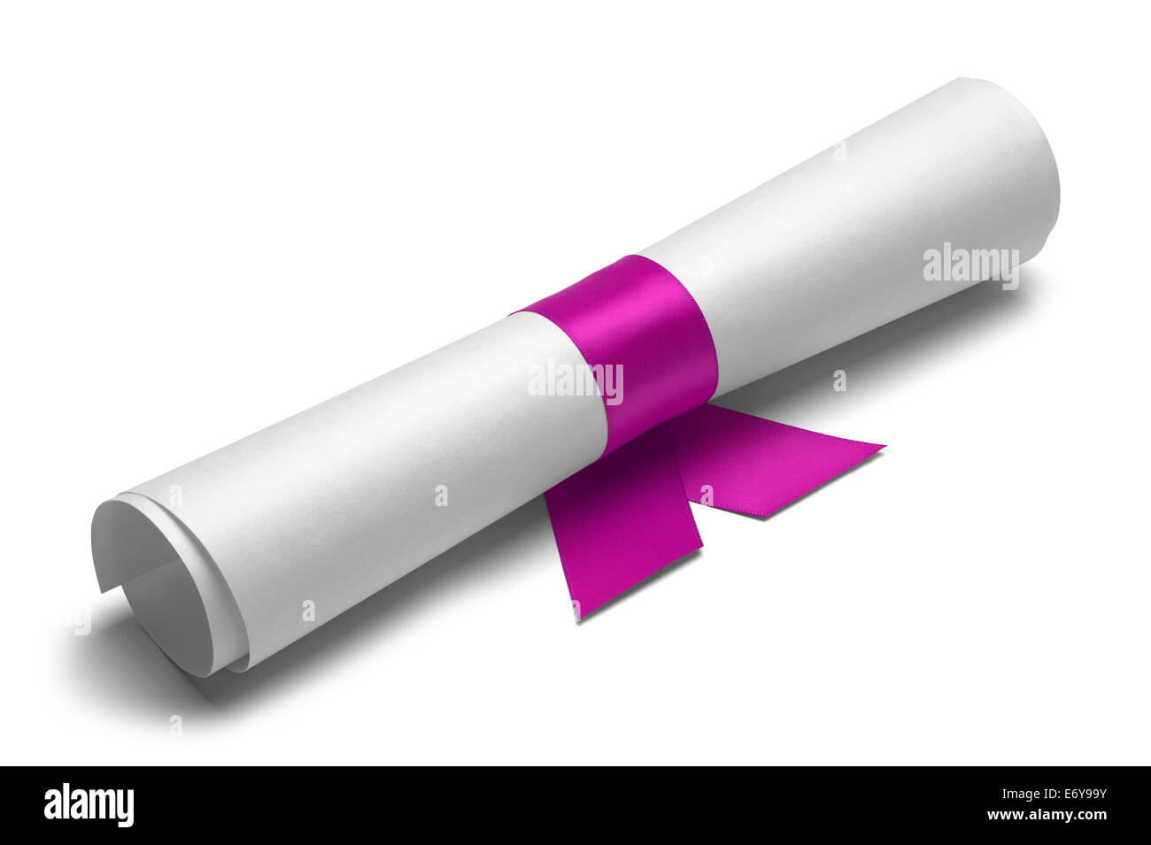 Diploma tied with pink ribbon on a white isolated background Stock ...