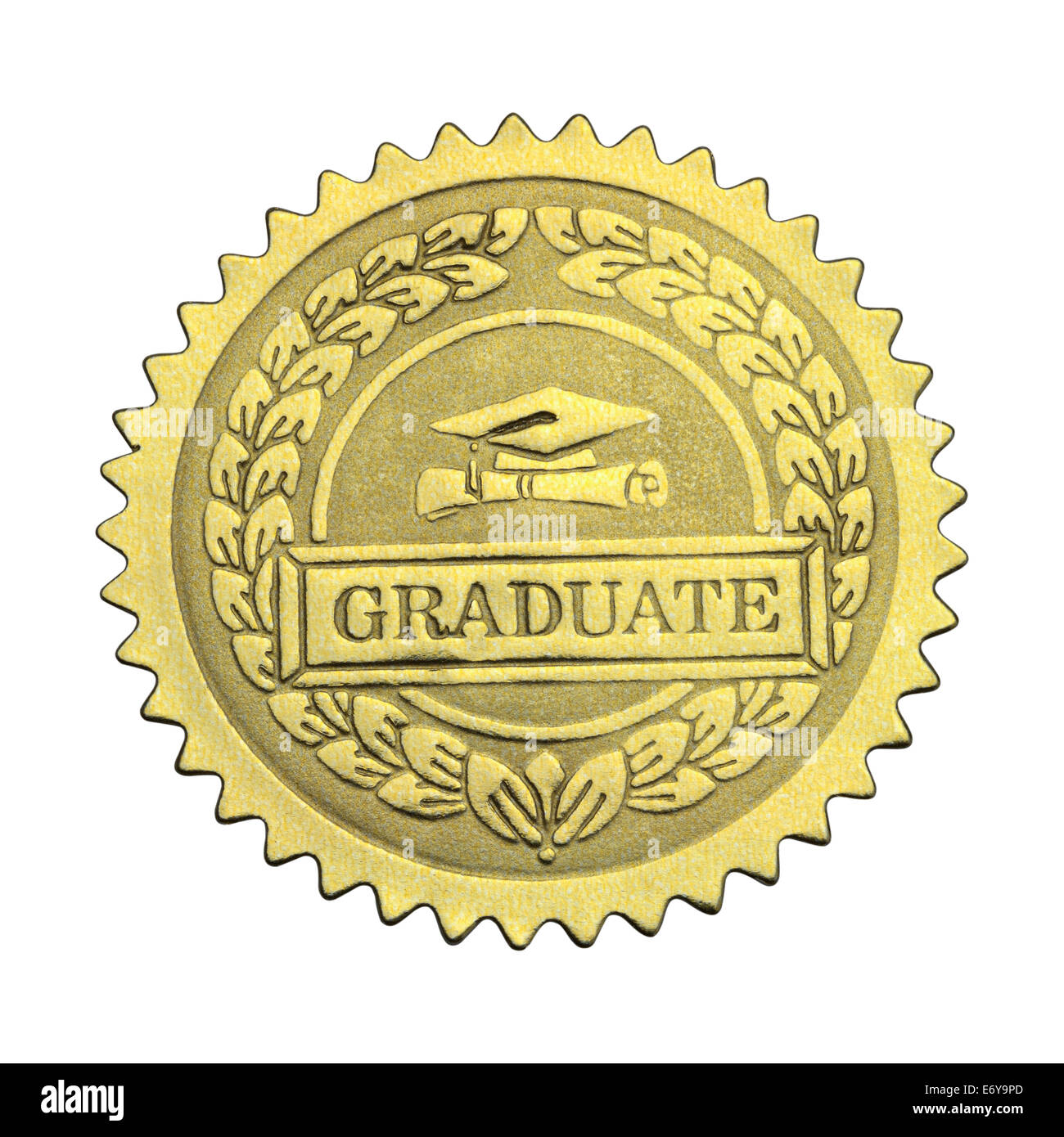 Gold Star Seal with Graduate Hat and Scroll Isolated on White ...