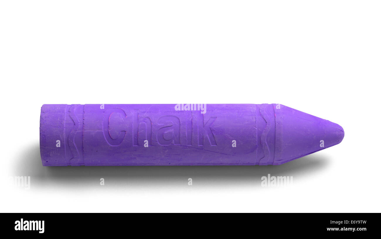 Large Purple Chalk Side View Isolated on White Background Stock Photo ...