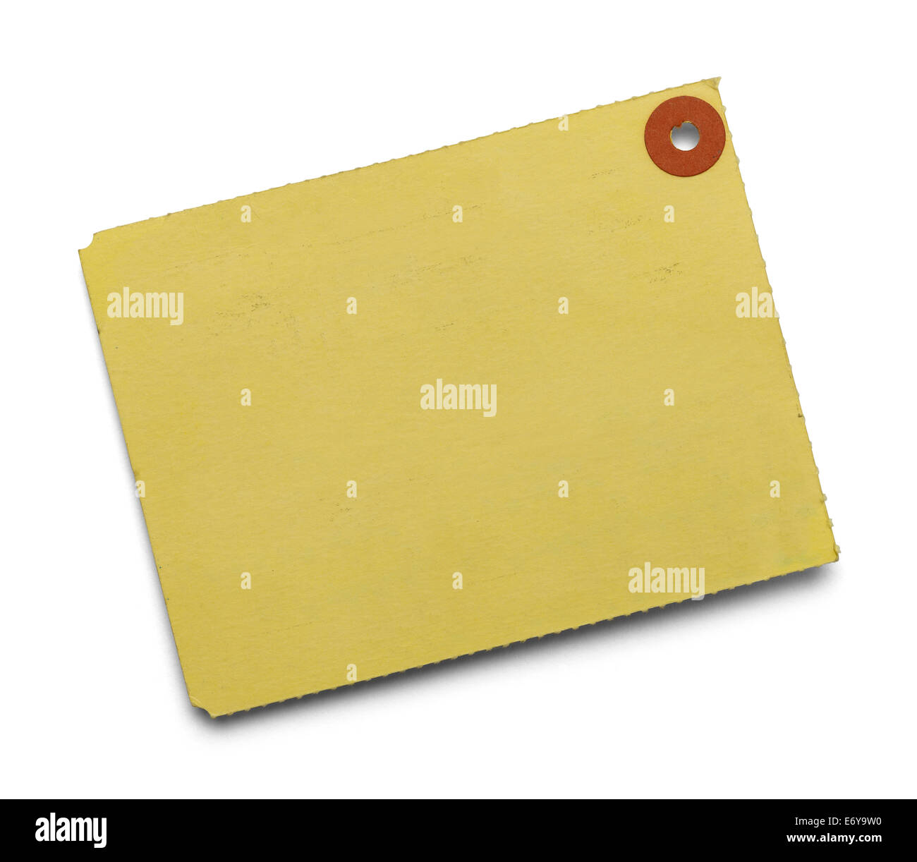 Old Wide Blank Yellow Tag Isolated on White Background Stock Photo - Alamy