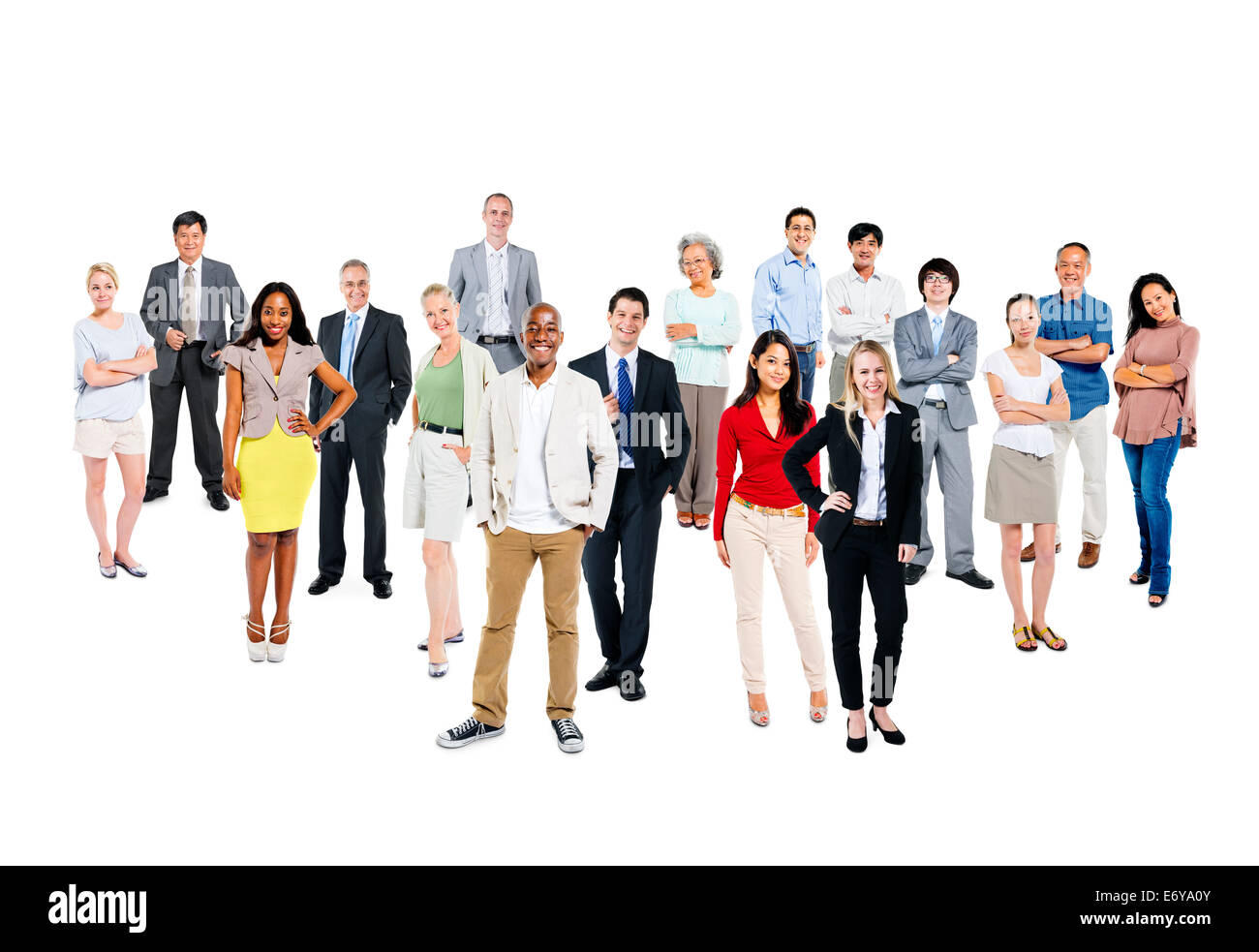 Group of multi-ethnic and diverse occupational people in a white ...