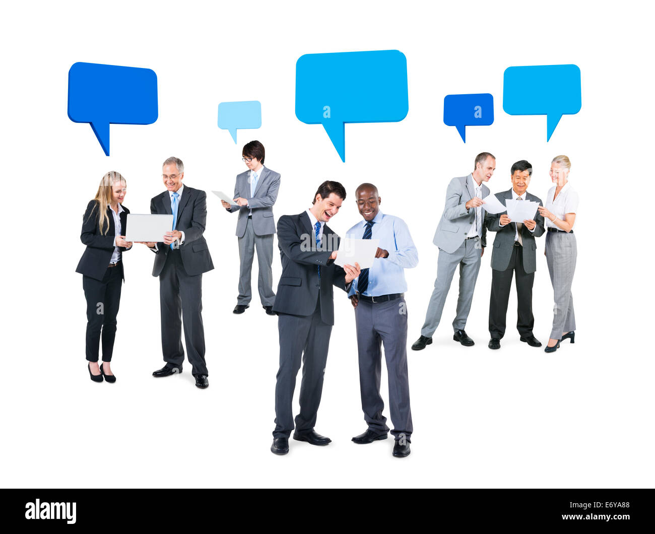 Group of Business People Discussing about Different Ideas with Speech ...