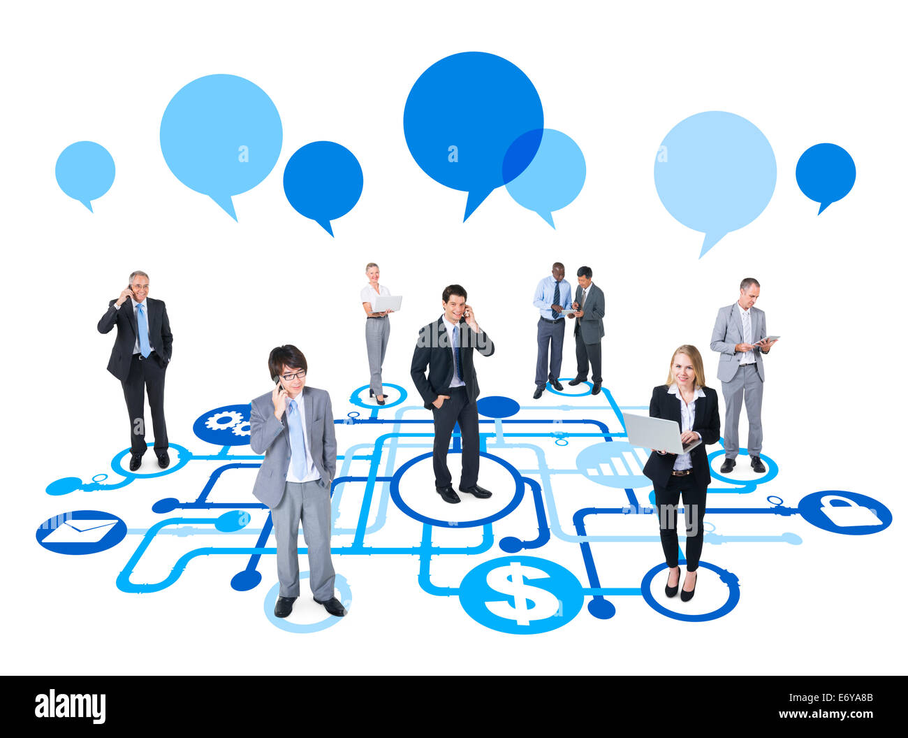 Diverse Business People Working and Connected Stock Photo - Alamy