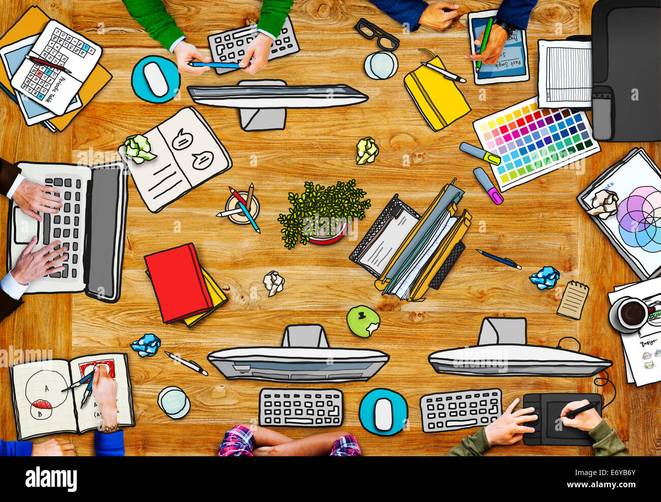 Diverse Designer People Working and Photo Illustrations Stock Photo - Alamy