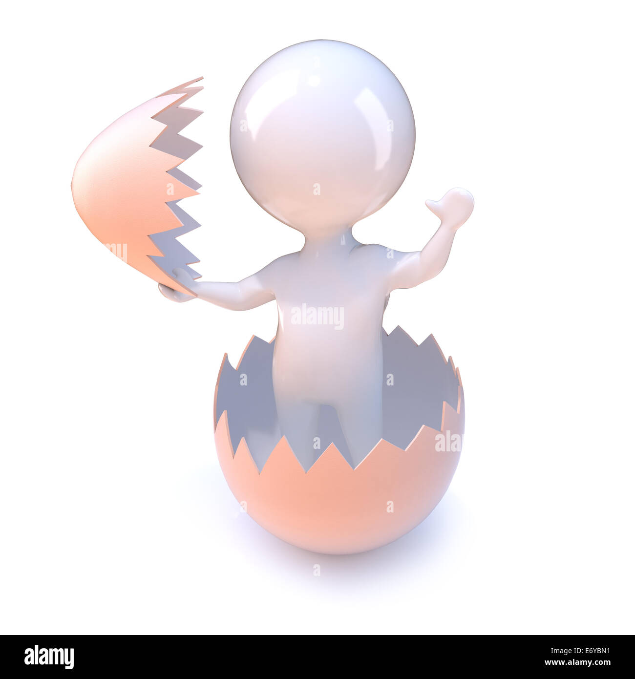 3d render of a little person hatching from an egg Stock Photo - Alamy