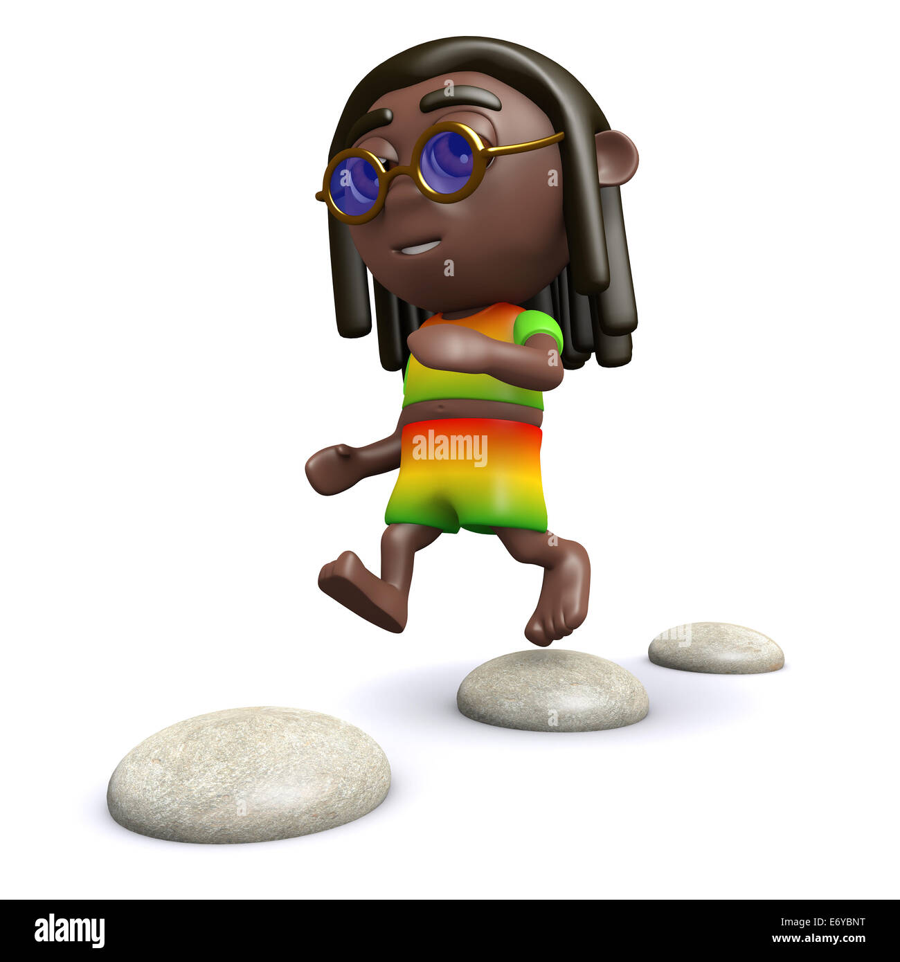 3d render of a rastafarian running over stones Stock Photo - Alamy