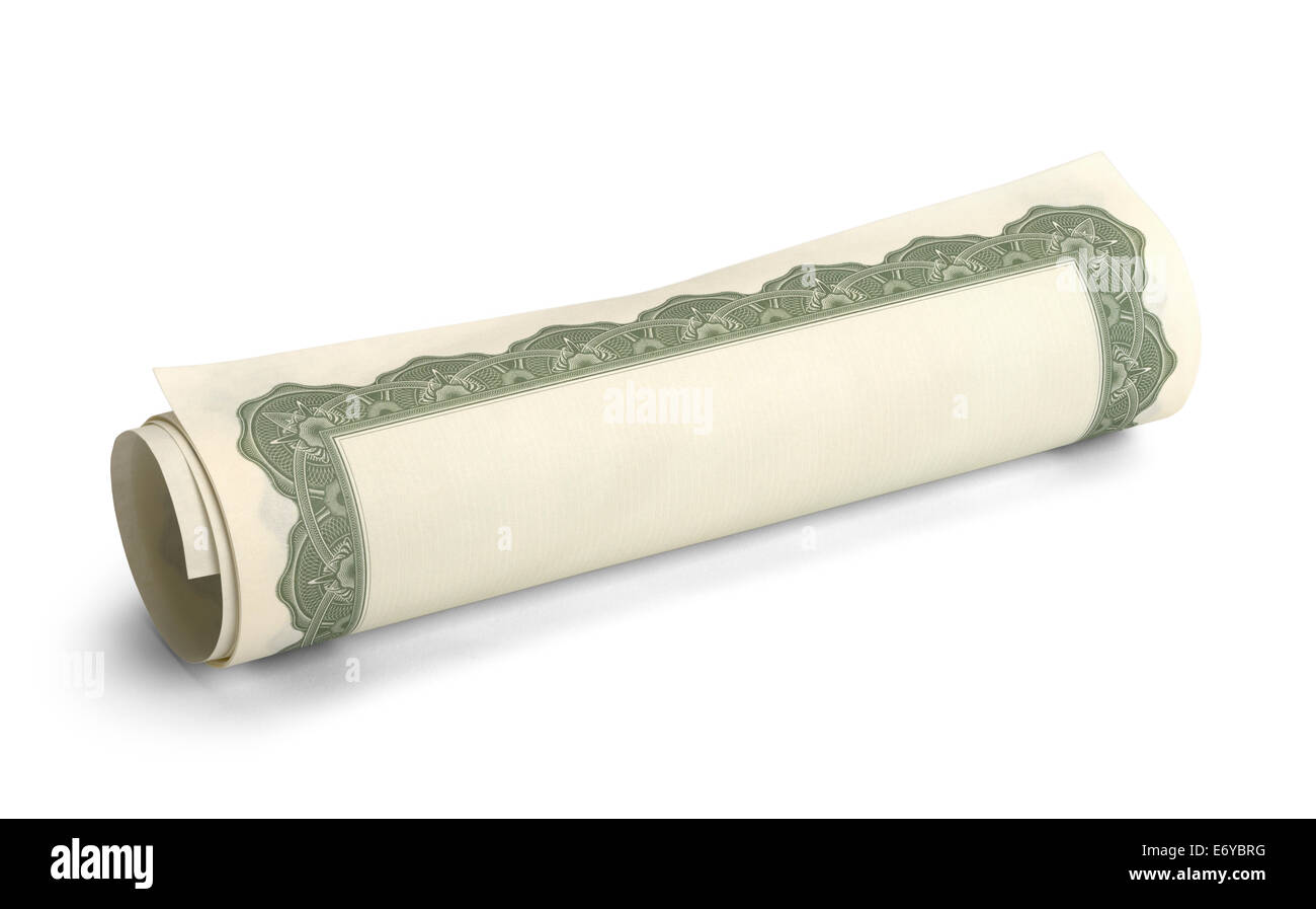 Rolled Up Diploma with Copy Space Isolated on White Background Stock ...