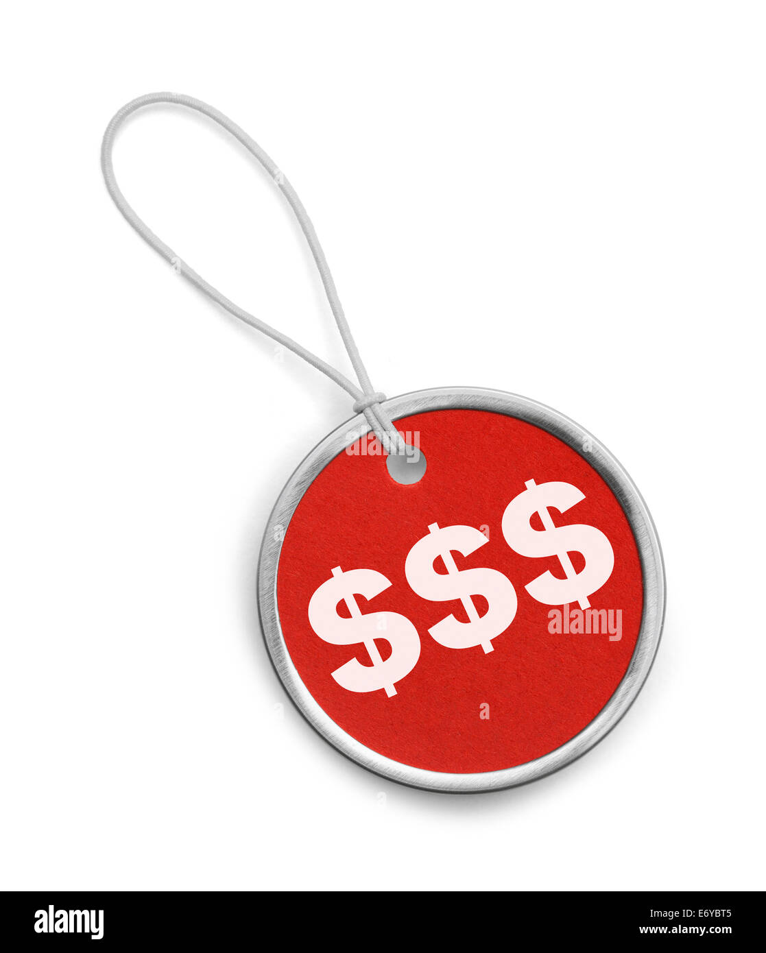 Red Round Tag with Cash Symbols Isolated on White Background Stock ...