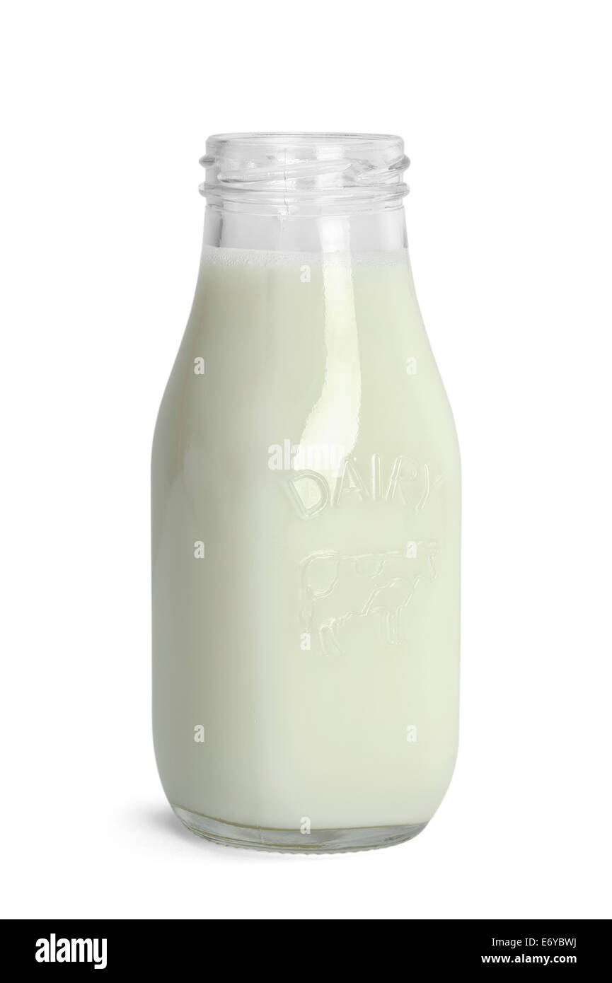 Fornt View of Open Bottle of Milk Isolated on White Background Stock ...