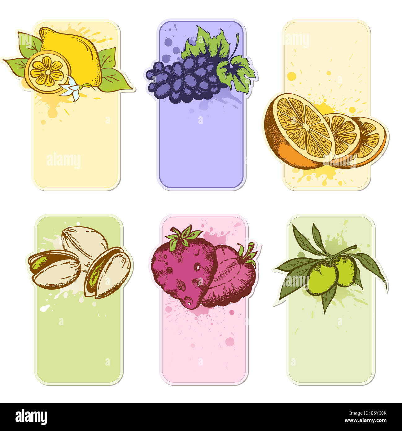 set of hand drawn fruit labels Stock Photo - Alamy