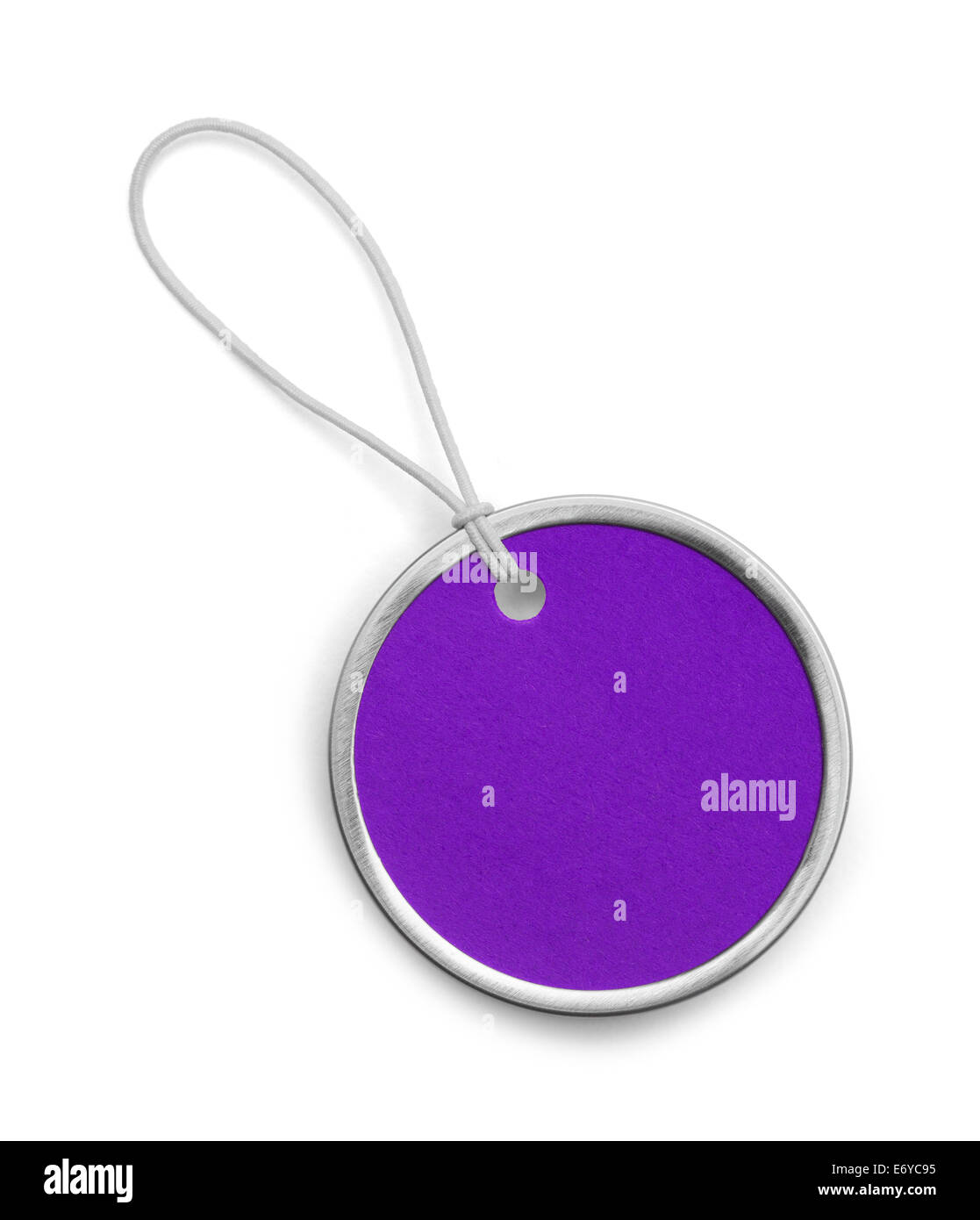 Blank Circle Purple Tag Isolated on White Background Stock Photo - Alamy